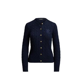 Ralph Lauren Cardigan &agrave; logo brod&eacute; en maille torsad&eacute;e en coton