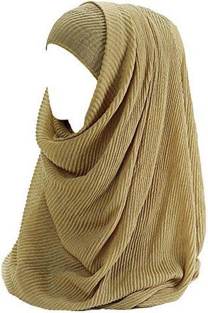 Lina & Lily Écharpe hijab pour femme musulmane, tissu en coton plissée et léger (Chameau)