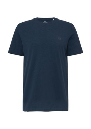 s.Oliver T-Shirt mit Flammgarnstruktur und Logo-Print