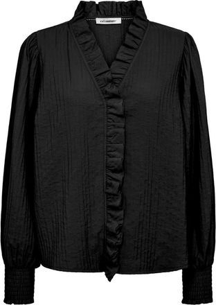 Co'Couture Femme, Blouses et Chemises, Noir, Taille: 42 FR ShinaCC Frill LS Shirt Bluse