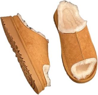 Generic Pantoufles &agrave; Bout Ouvert &agrave; Plateforme Floue pour Femmes, Doublure Peluche Confortables Chaussures &agrave; Enfiler, Hiver Int&eacute;rieure Ext&eacute;rieure D&eacute;contract&eacute;es