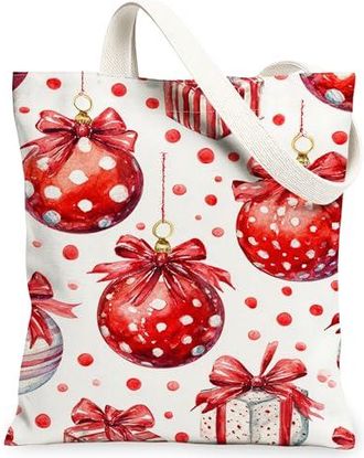 Generic Sacs fourre-tout festifs en toile, motif ornement ludique, sacs d&eacute;picerie, sacs d&eacute;picerie r&eacute;utilisables, l&eacute;gers et lavables en toile pour le shopping,