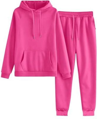 Generic Tenue 2 pi&egrave;ces pour femme - Ensemble de surv&ecirc;tement &agrave; capuche tendance et ample &agrave; manches longues et pantalon de surv&ecirc;tement, Rose-a, 3x_l