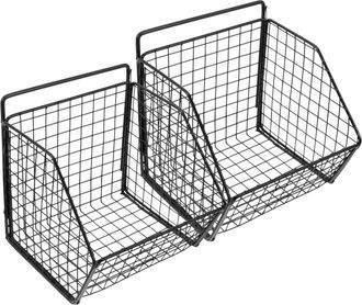 Cabilock Gem&uuml;seregal Metallkorb 1 Set An Der Wand Montierter Aufbewahrungskorb Ingwer Aufbewahrungskorb K&uuml;chenwandkorb Wandmontagekorb Wandk&ouml;rbe K&uuml;chendrahtkor