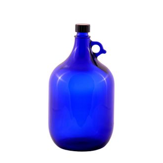 mikken Art blaue XXL Glasflasche mit schwarzem Schraubverschluss für 5 Liter zum Selbstbefüllen