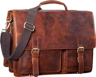 STILORD Clifford Aktentasche Leder Herren gro&szlig; Laptoptasche 14 Zoll Businesstasche Umh&auml;ngetasche A4 Dokumententasche mit Trolleyhalterung Vintage Braun Farbe: