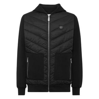 Philipp Plein Homme, Vestes, Noir, Taille: XL Veste de surv&ecirc;tement &agrave; capuche en nylon et polaire
