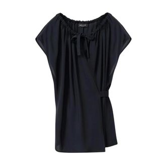 Fabiana Filippi Femme, Blouses et Chemises, Bleu, Taille: 38 FR Blouse Bleue en Soie &agrave; Manches Courtes