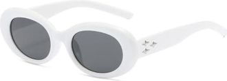 Generic Lunettes de soleil pour femmes et hommes, petites lunettes ovales tendance Sutra, simples, décontractées et rétro, UV400, blanc, Taille unique