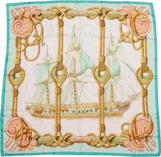 Herm&egrave;s T&uuml;cher & Schals - Hermes Classic Tribord Silk Carre 90 Scarf Tuch - Gr. unisize - in Blau - f&uuml;r Damen