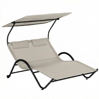 OUTSUNNY Bain de soleil - Polyester - 200x137x138cm - cr&egrave;me