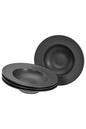 CREATABLE Pastatellerset, Schwarz, Keramik, 4-teilig, Essen & Trinken, Geschirr, Teller, Pastateller
