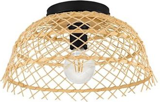 Eglo Deckenlampe Ausnby, Deckenleuchte geflochten aus Rattan und Holz, Natur Wohnzimmerlampe, Lampe Decke Wohnzimmer, Holzlampe mit E27 Fassung