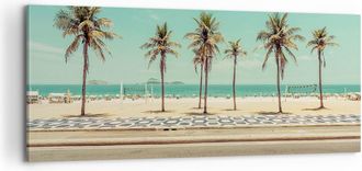 Arttor Panorama Bilder auf Leinwand 100x40cm Leinwandbild Strand Palmen Rio De Janeiro Gro&szlig; Wanddeko Bild Schlafzimmer Wandbilder Dekoration Wohnzimmer Wall 
