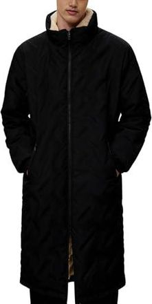 Generic Veste rembourrée pour homme - Parka chaude à fermeture éclair intégrale - Col montant décontracté - Avec poches - Veste ample et décontractée - Coupe-