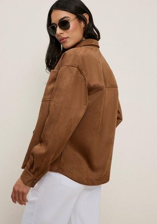 Tamaris Lederimitatjacke aus weichem Veloursleder-Imitat h&uuml;ftbedeckende L&auml;nge, mit Knopfleiste