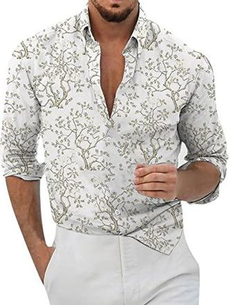 Generic Chemise hawa&iuml;enne personnalis&eacute;e, funky chemise hawa&iuml;enne pour homme, manches longues, d&eacute;contract&eacute;e, boutonn&eacute;e, chemise d&eacute;contract&eacute;e, plusieurs couleur