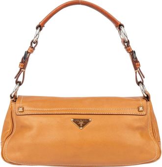 Prada Crossbody Bags - Prada Brown Leather Triangle Baguette Shoulder Bag - Gr. unisize - in Braun - für Damen