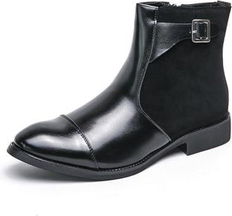 Generic Bottines Chelsea pour homme avec fermeture éclair latérale - Noir et marron, Noir, 40 2/3 EU