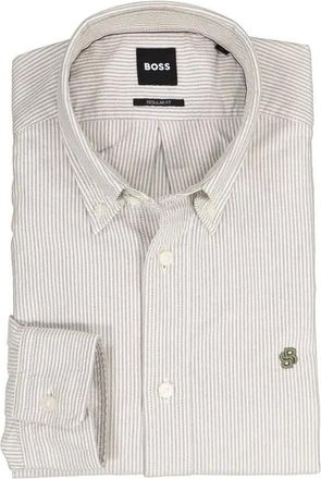 HUGO BOSS Herren Hemd gr&uuml;n Oxford gestreift