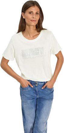 Cecil Damen B321915 T-Shirt mit Schriftzug, Vanilla White, M