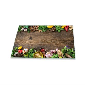 Decorwelt | Herdabdeckplatte 80x52 cm 1-Teilig Gem&uuml;se Bunt Ceranfeldabdeckung Universal Spritzschutz Glas Deko Elektroherd Induktion f&uuml;r Kochplatten Herdschutz 
