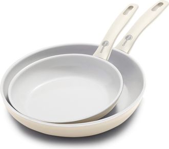 GreenPan Dover Bratpfannen-Set, 20,3 cm, 25,4 cm, ungiftige, PFAS-freie Keramik-Antihaftbeschichtung, braten Sie Saute-Bratei, Omlete, spülmaschinen- und ofenf