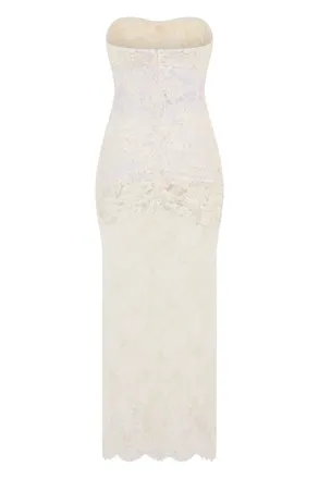 The Mannei Womens Long Lace Dress White Cotton