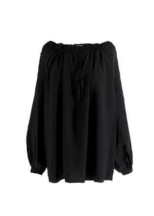 Saint Laurent Black Silk Peasant Blouse Size S