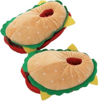 BESPORTBLE Pantoufles Hamburger DInt&eacute;rieur en Peluche Chaude Antid&eacute;rapantes Taille Moyenne Couleur Multicolore Pantoufles Confortables pour Hiver et Maison 1 Pai