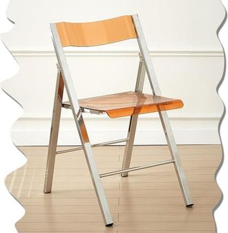 Generic Chaise pliante empilable en acrylique transparent, chaise de salle &agrave; manger moderne sans accoudoirs, tabouret pliable, panneau en plastique et cadre e