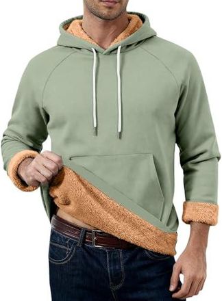 Generic Sweat &agrave; capuche pour homme - Cordon de serrage - T-shirt &agrave; manches longues - Couleur unie - Sweat &agrave; capuche doubl&eacute; - Confortable - Pull en polaire d&eacute;c
