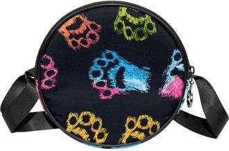 Generic Petit sac &agrave; bandouli&egrave;re circulaire pour femme, petit sac &agrave; bandouli&egrave;re avec fermeture &eacute;clair, bretelles r&eacute;glables, sac &agrave; main rond d&eacute;contract&eacute; pour fe