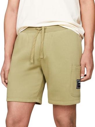 Tommy Hilfiger Short de Jogging Homme Flag Logo Badge Court, Vert (Faded Olive), S