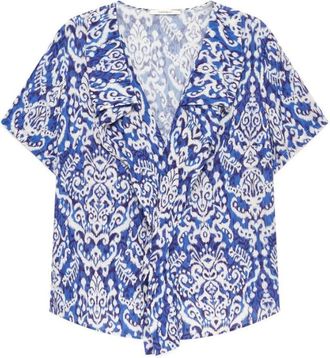 Maliparmi Maliparmi, Femme, Blouses et Chemises, Bleu, Taille: 44 FR Dreamscape Ikat Top