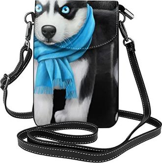 IUBBKI Porte-monnaie pour téléphone portable Blue Eyed Dog - Petit portefeuille en cuir à bandoulière pour femmes Sac à bandoulière pour carte de transport C