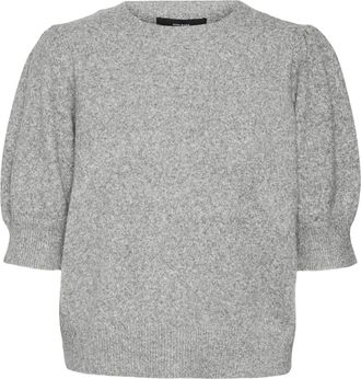 Vero Moda Damen Vmdoffy 2/4 O-Neck Pullover Ga Noos, Light Grey Melange, S