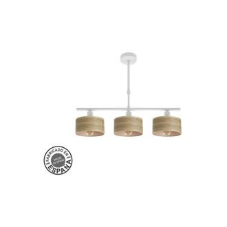 Fabrilamp Fabrilamp - lampe gilda 3xe14 blanc/bois clair regx55x14 cm