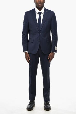 Corneliani CC COLLECTION Virgin Wool Nadelstreifenanzug With Pattentaschen Corneliani