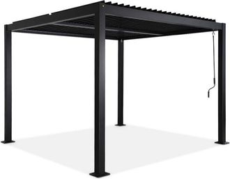 Sweeek Pergola bioclimatique noire. aluminium et acier. 3x3m. lames orientables