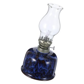 Angoily TOKIDNY Nostalgische Keramik Kerosinlampe mit Glasschirm Vintage Petroleumlampe f&uuml;r Innenr&auml;ume Warmes Licht Dekorative &Ouml;llampe f&uuml;r Gem&uuml;tliche Wohnatmo
