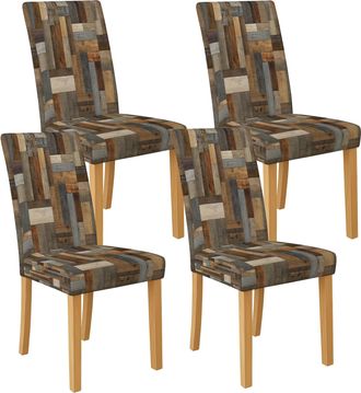 Generic Rustikale geometrische Sitzbezüge für Stühle, dehnbar und waschbar, Spandex-Schonbezüge, moderne dekorative Stuhlschoner für Wohnzimmer, Essbereich, 4