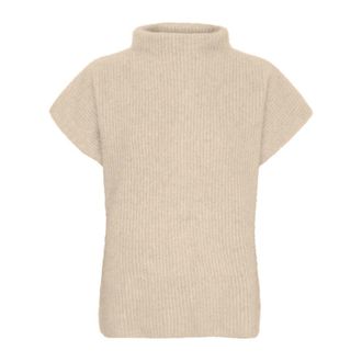 BTF-CPH Btfcph - Pull en cachemire et lapin &agrave; manches courtes - Femme - Pulls - Beige - Taille: 36 FR