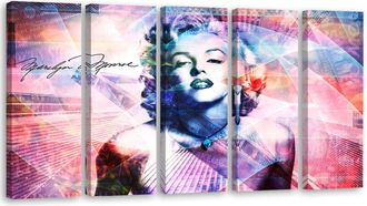 Feeby Tableau sur toile en 5 parties Marilyn Monroe Couleur 200x100