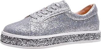 Generic Chaussures &agrave; paillettes pour femme - &Eacute;l&eacute;gantes - L&eacute;g&egrave;res et confortables - &Agrave; lacets - Style d&eacute;contract&eacute; - Pour la marche, les mariages, les loisirs, A