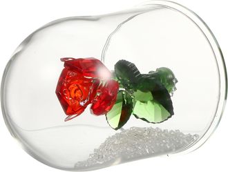 BESPORTBLE Ewige Rote Kristallrose im Glasdom Handgefertigte Rosenbouquet skulptur als Dekoratives Geschenk Konservierte Blume f&uuml;r Valentinstag Langlebiges Rosen