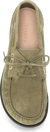 J.W.Anderson Whipstitch Square Toe Suede Sneaker - Green
