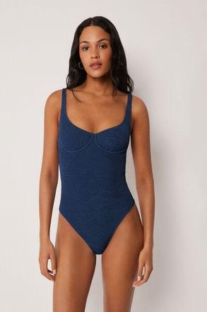 Calzedonia Badeanzug Crinkle Waves Blau