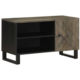 vidaXL Vidaxl - Meuble tv noir 80x33x46 cm bois massif de manguier