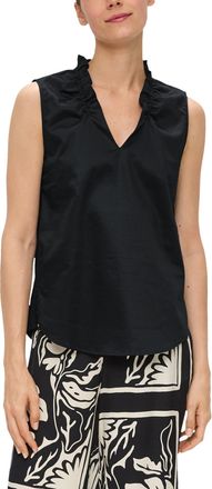 s.Oliver &Auml;rmellose Popeline-Bluse mit Raffung und geschlitztem Saum